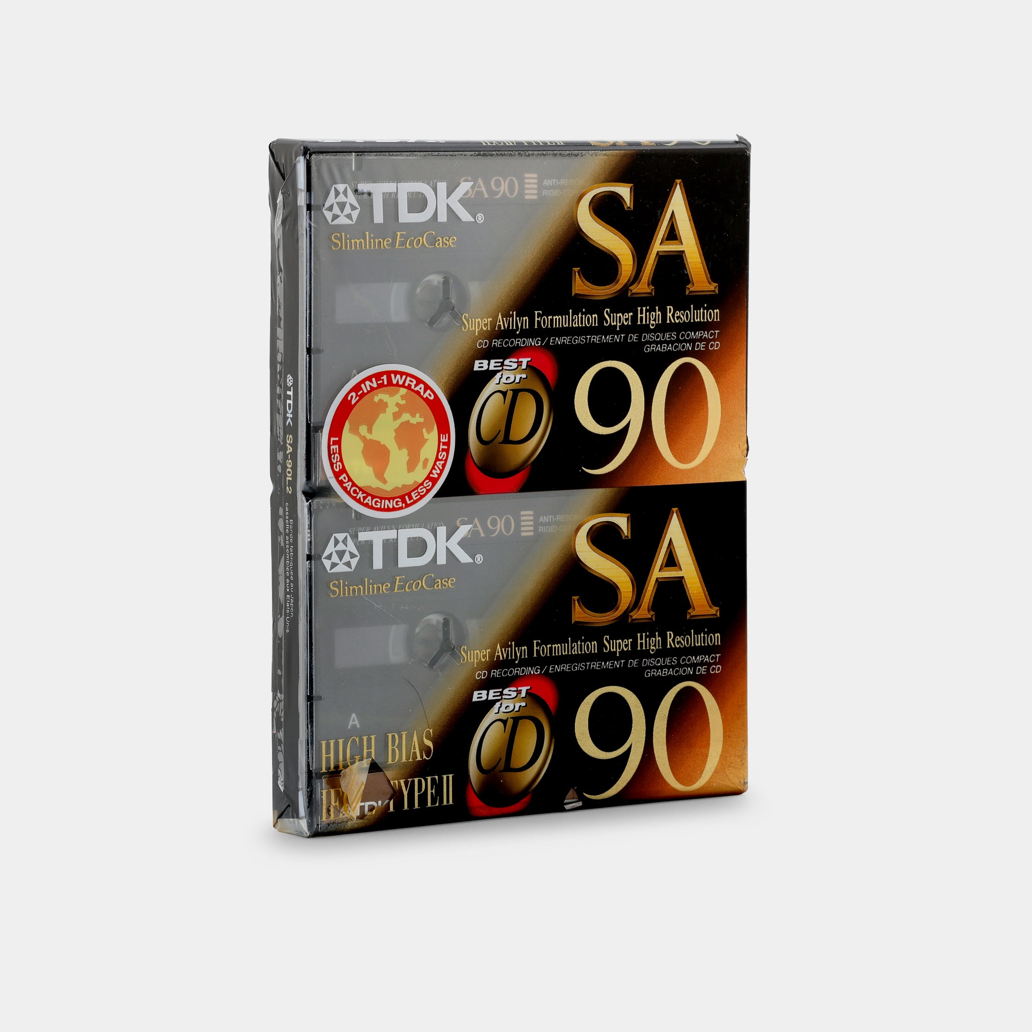 TDK SA90 Type II 90 Min Blank Recordable Cassette Tape in Slimline Eco