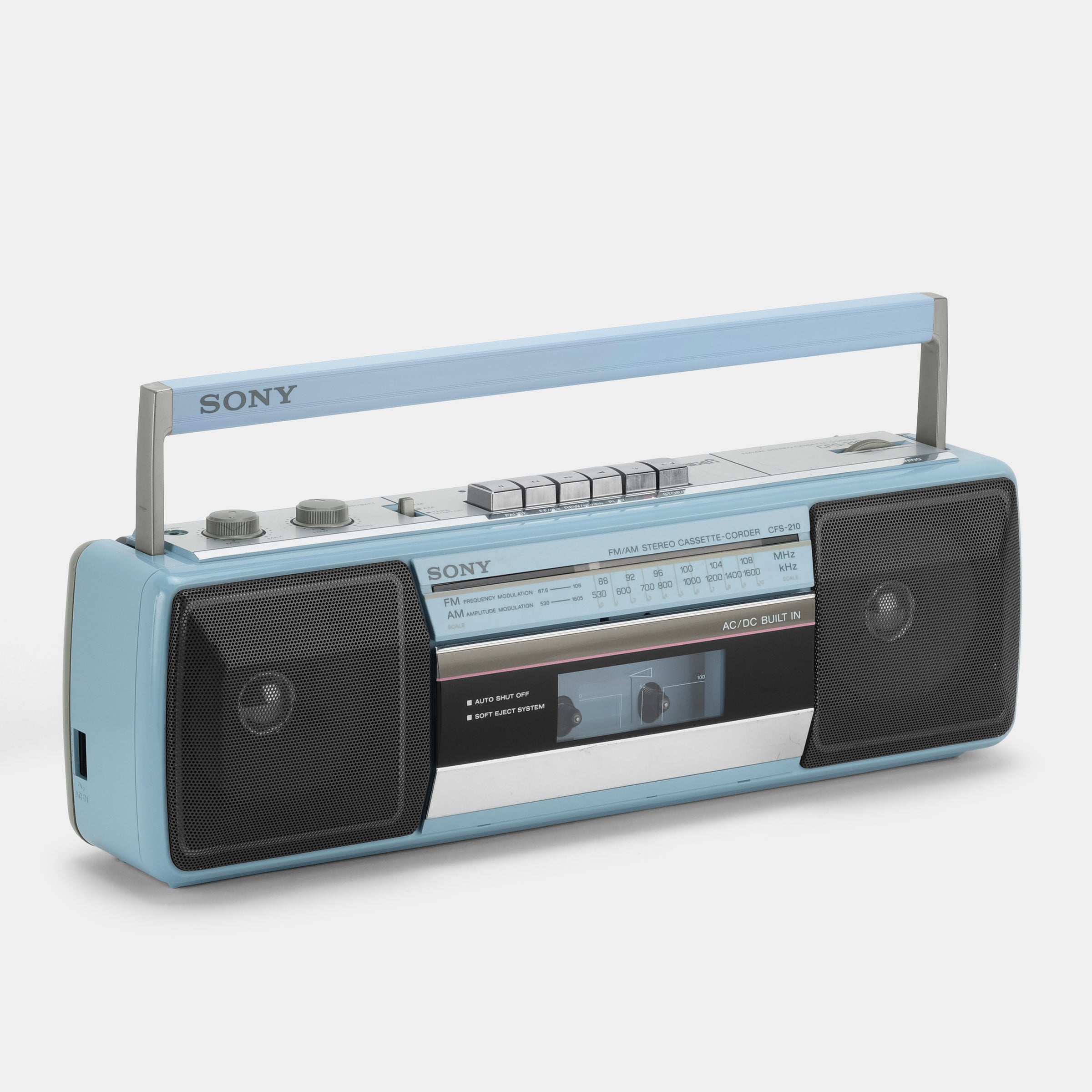 Sony Sound Rider CFS-210 FM/AM Stereo Light Blue Boombox Cassette Reco