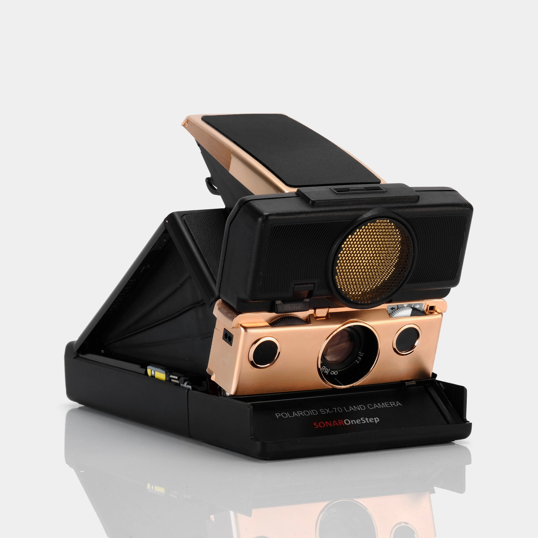 Polaroid SX-70 Sonar Autofocus Black with Rose Gold Folding Instant Fi