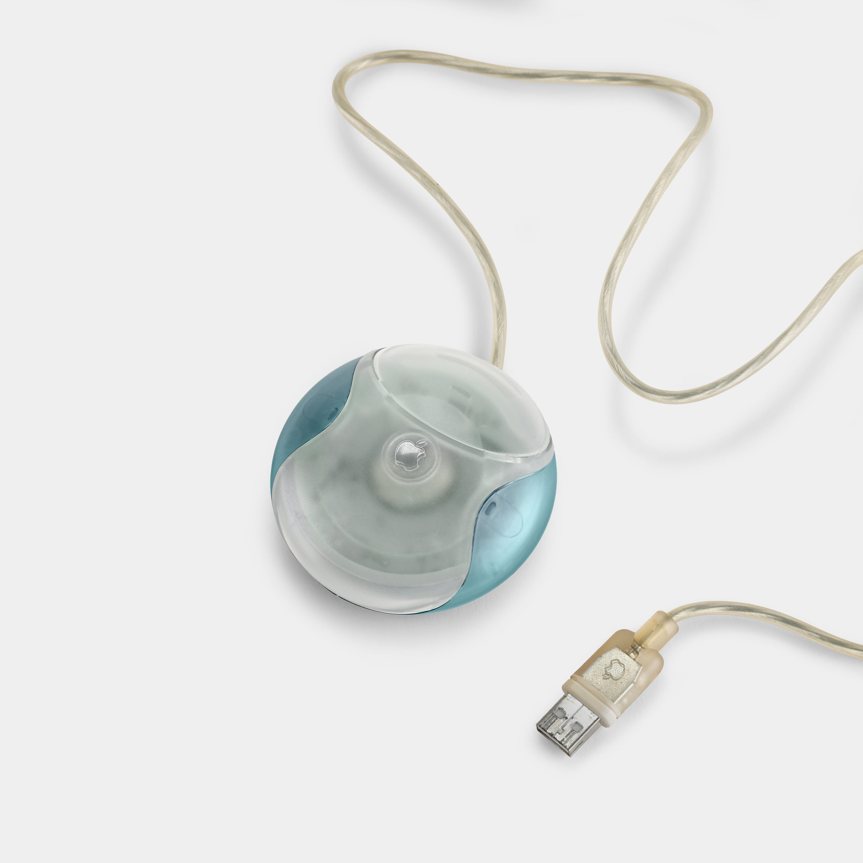 Vintage Apple Model M4848 USB Bondi Blue G3 Puck Mouse