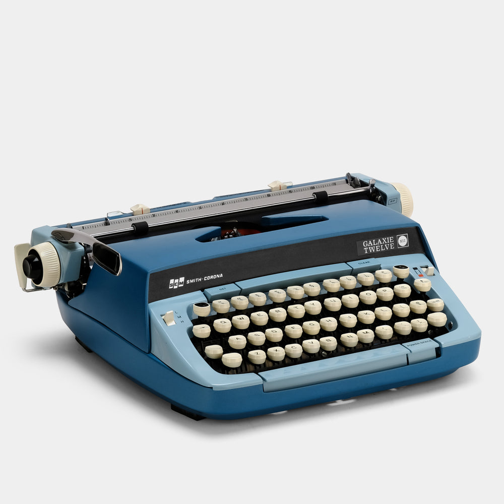 Smith-Corona Galaxie Twelve XII Blue Manual Typewriter and Case