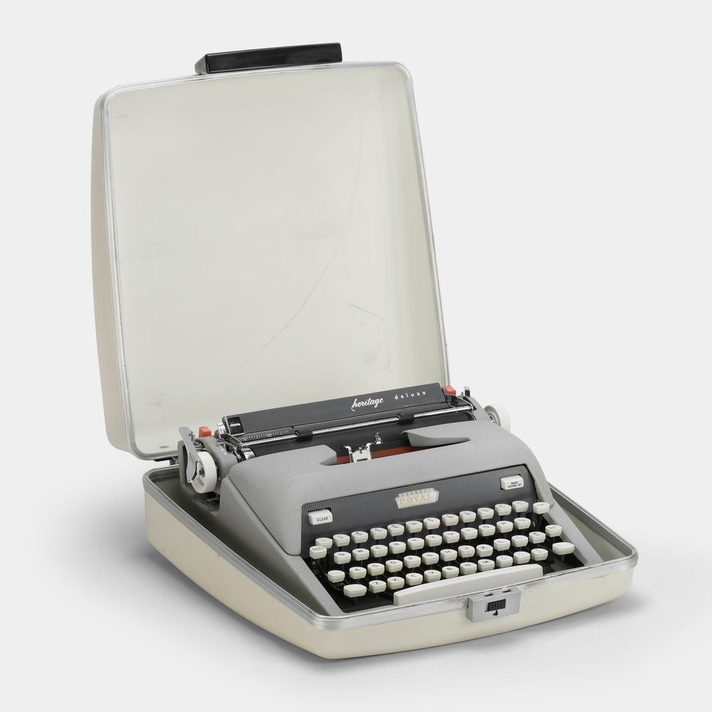 Royal Heritage Deluxe Grey Manual Typewriter and Case