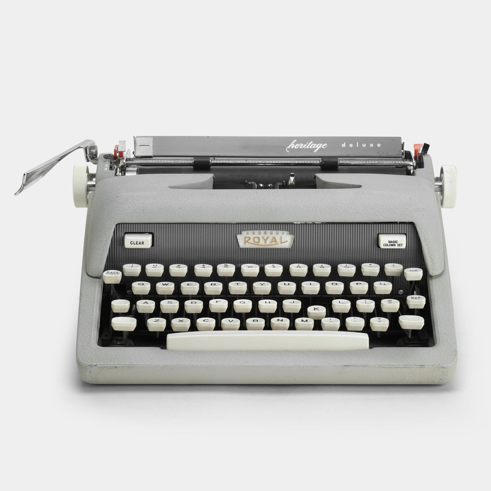 Royal Heritage Deluxe Grey Manual Typewriter and Case
