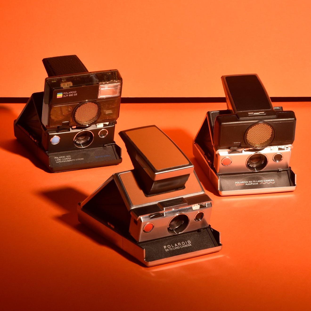 Polaroid SX-70 Alpha Black With Chrome Folding Instant Film Camera