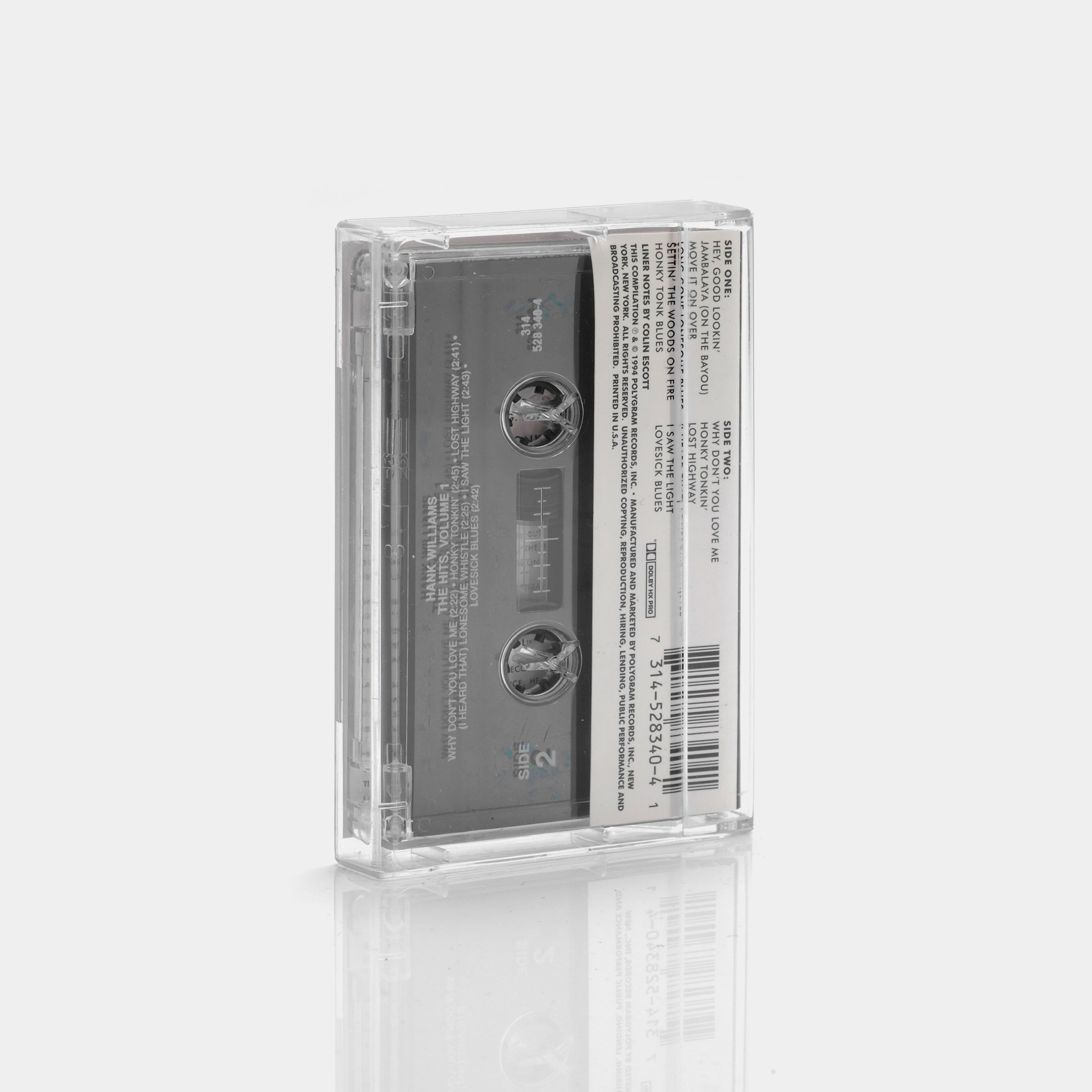 Hank Williams - The Hits Volume One Cassette Tape