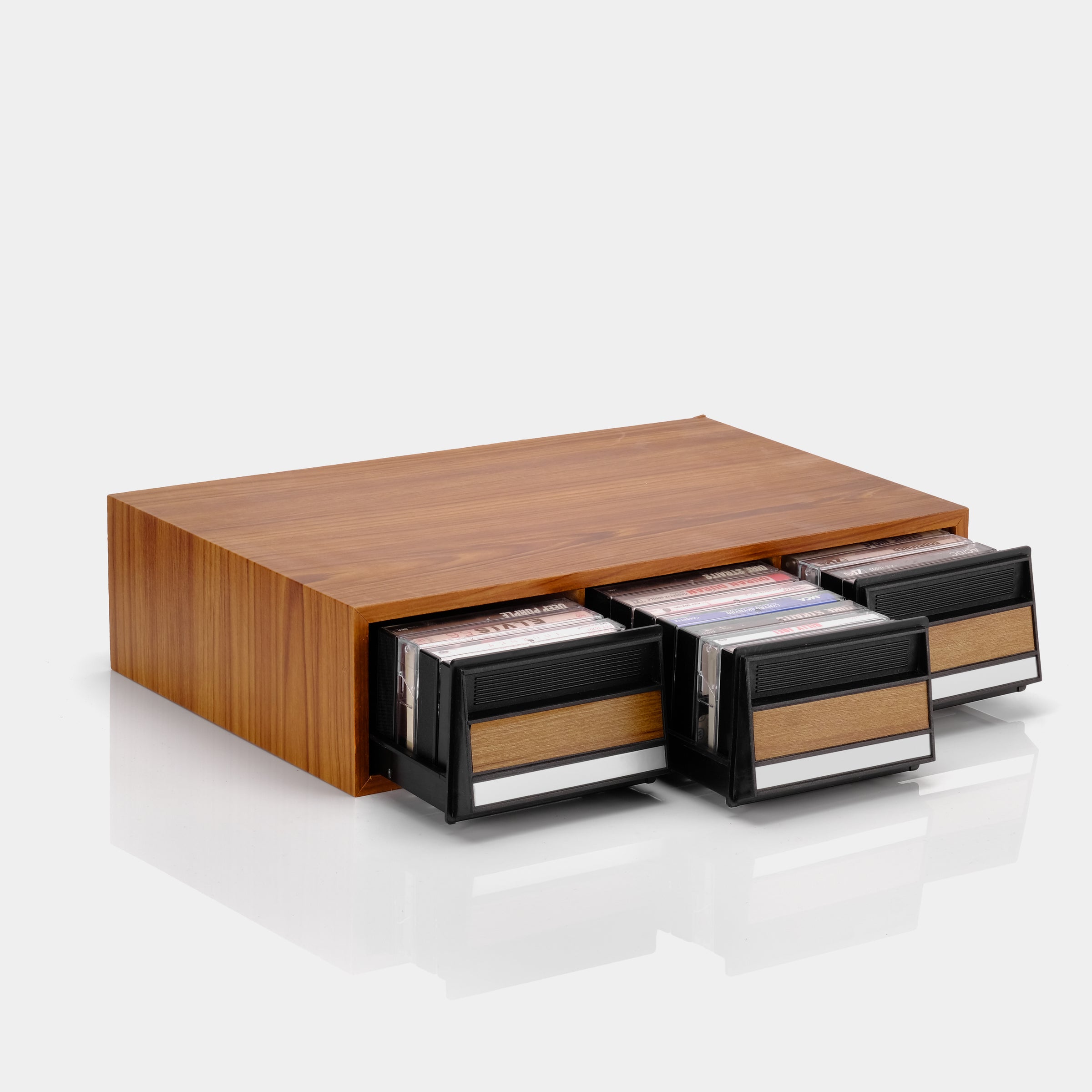 Wood Cassette Tape Storage Drawers