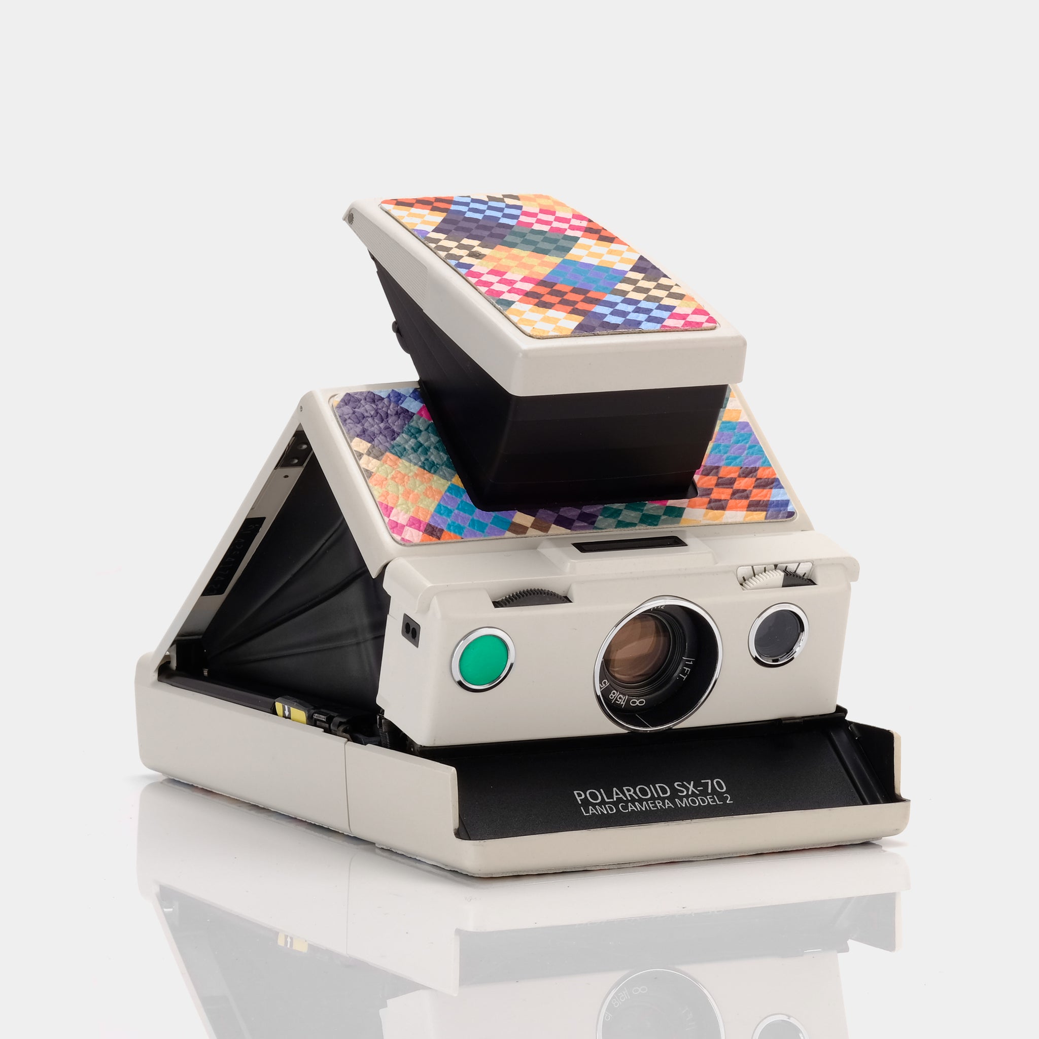 Polaroid SX-70 Model 2 Patchwork Wave Check White Folding Instant Film