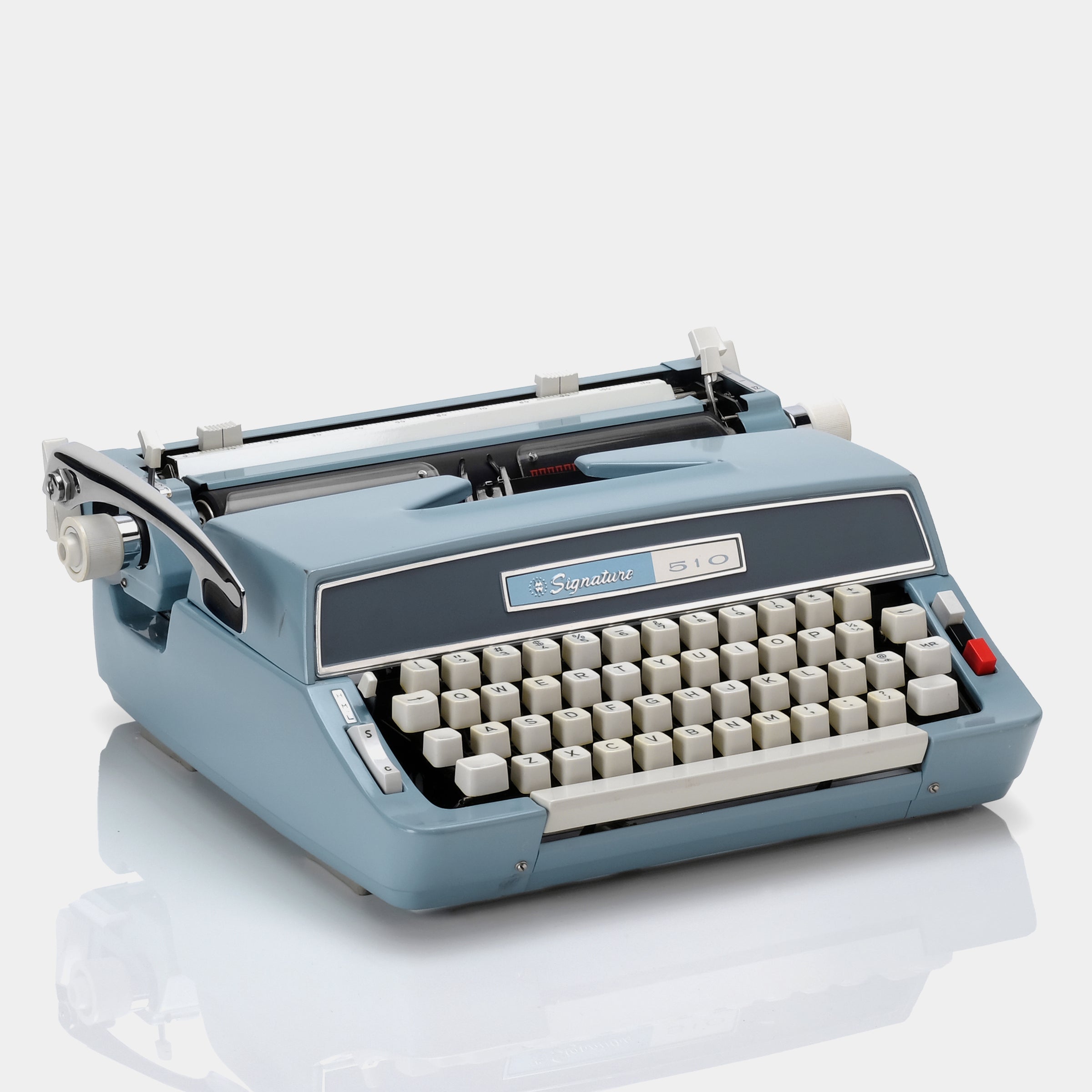 Montgomery Ward Signature 510 Blue Manual Typewriter and Case