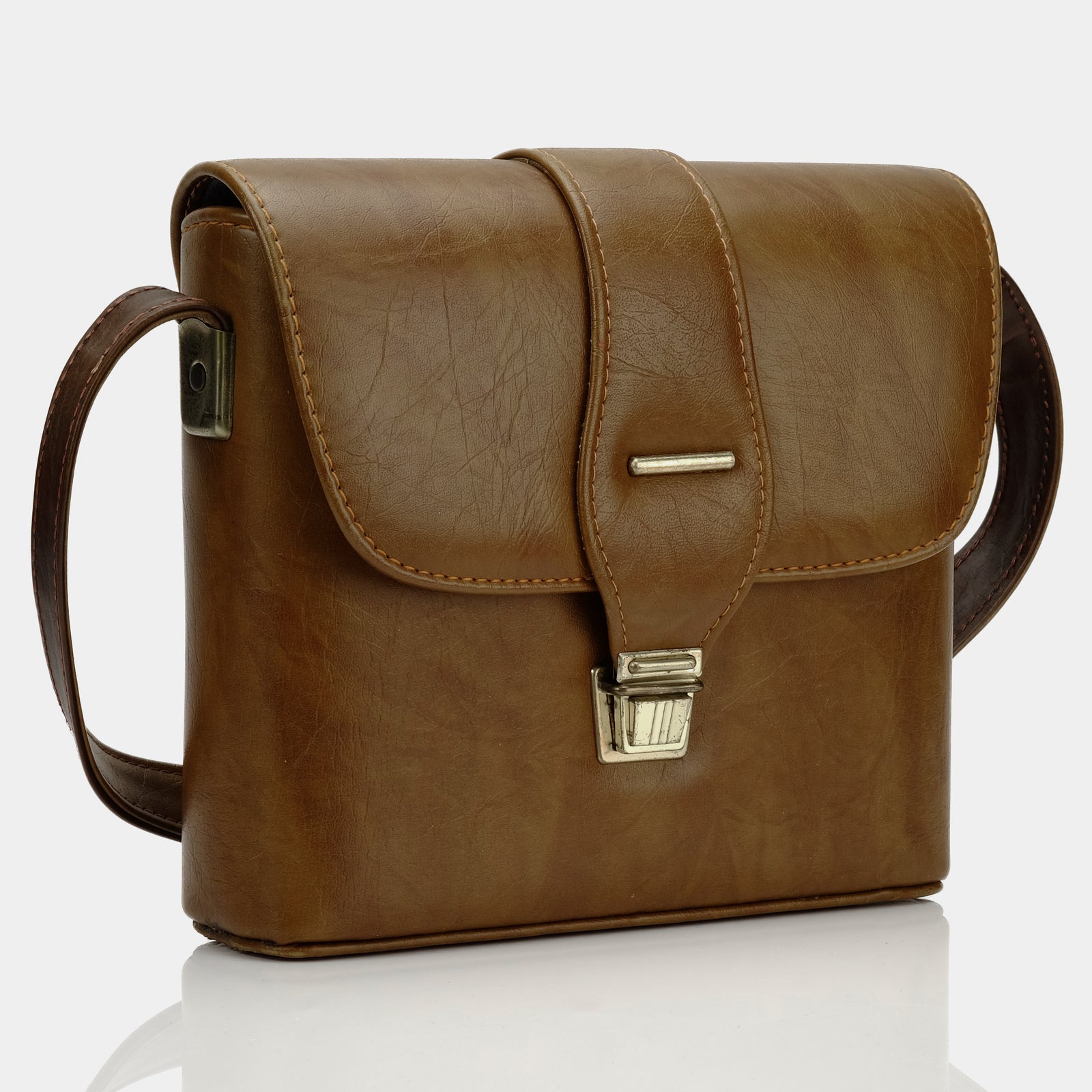 Brown Faux Leather Folding Instant Camera Case